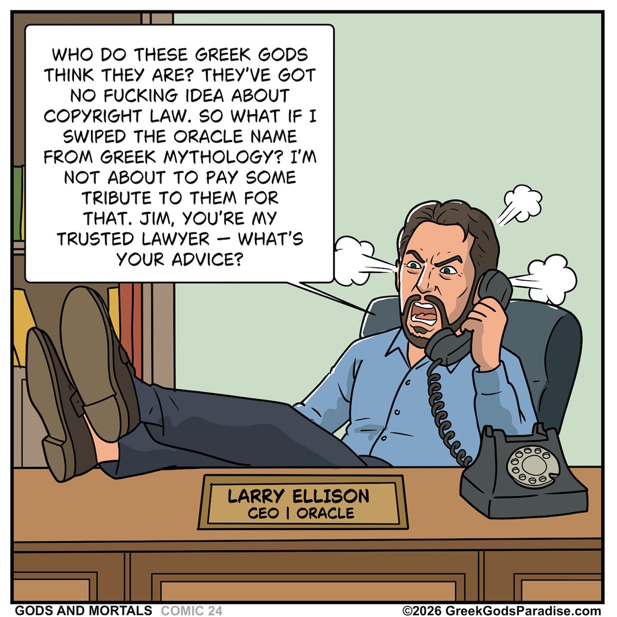 ORACLE Comic: Larry Ellison Meets the Greek Gods | Greek Gods Paradise